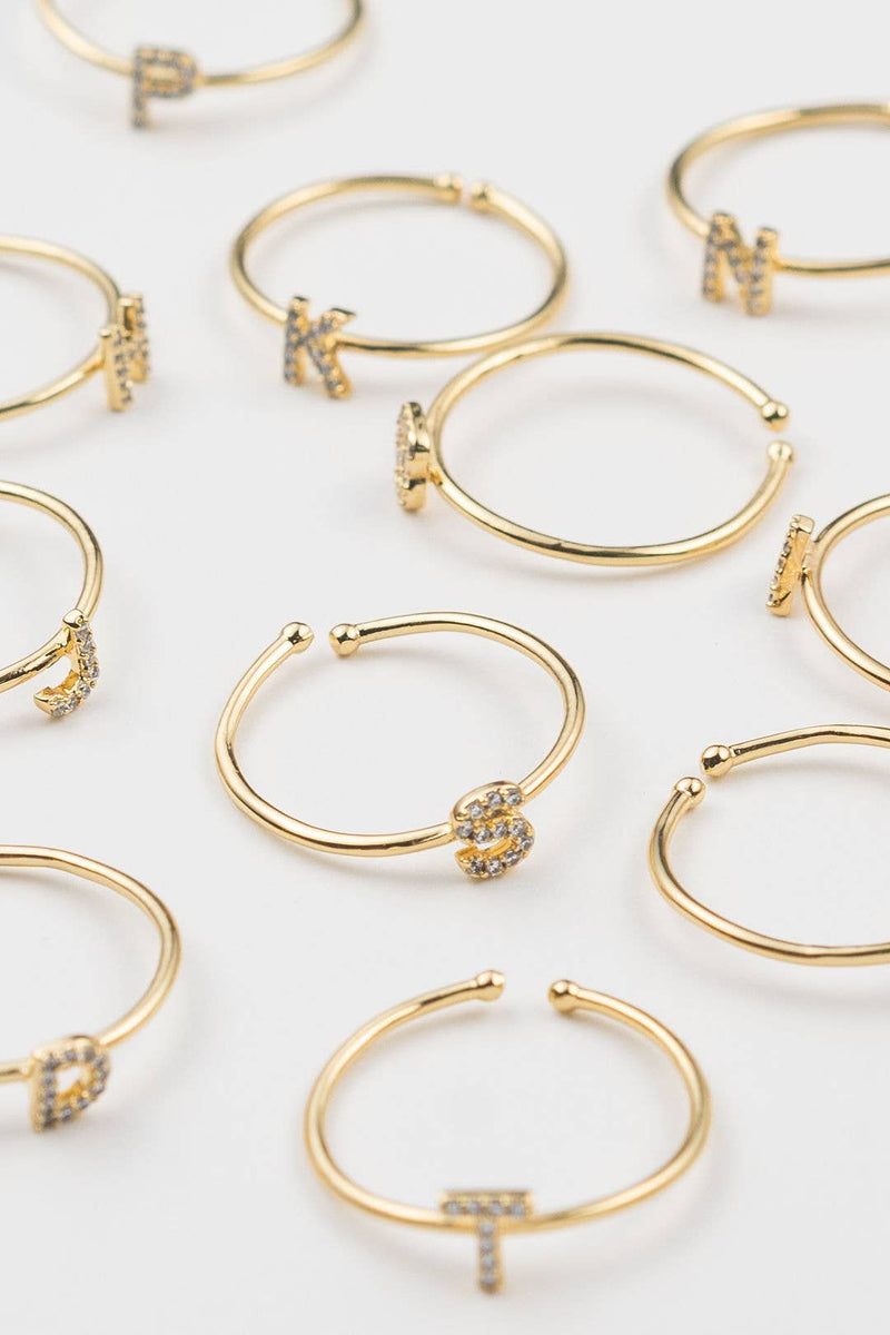 Brenda Grands 18K Gold Shiny Adjustable Initial Ring - J – Babysupermarket