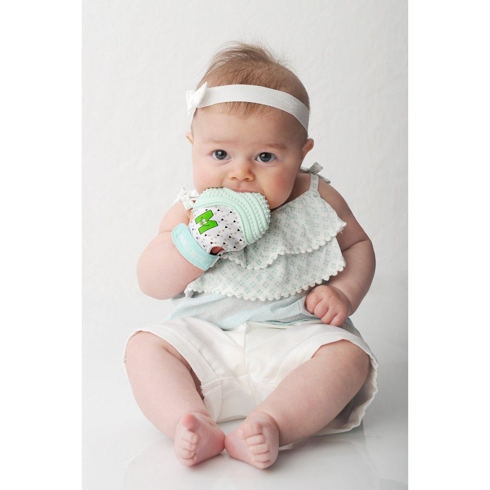 Munch Mitt Baby Teething Mitten & Sensory Toy Mint Green – Babysupermarket